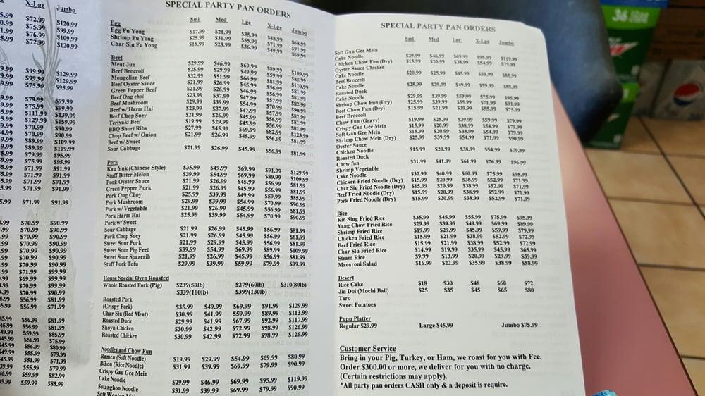 Menu at Kin Sing Chinese Fast Food, Waipahu