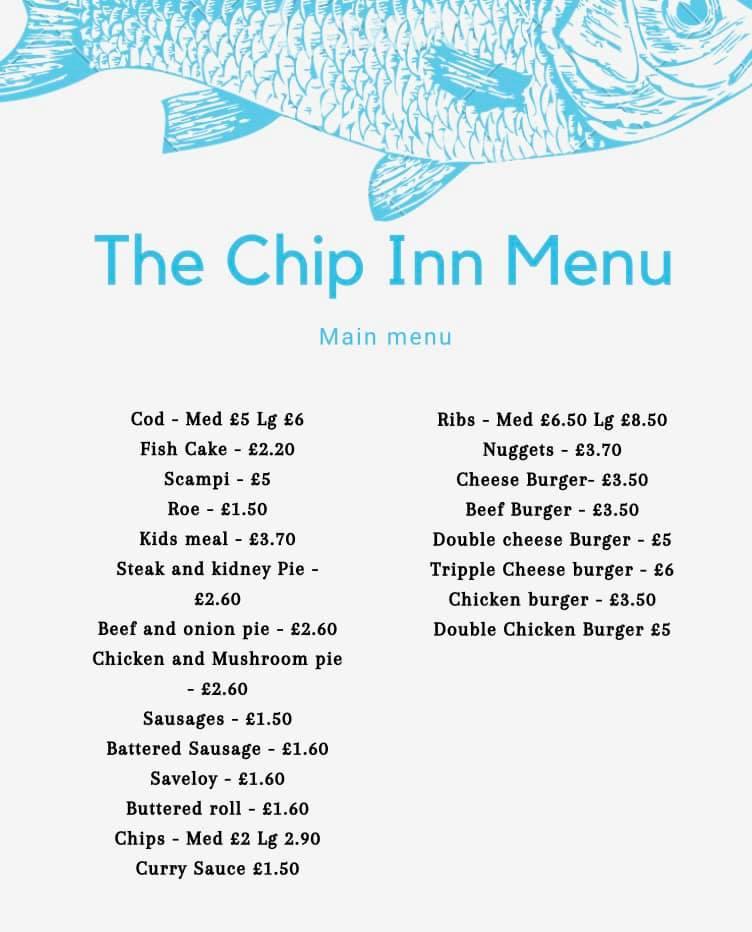 Menu at Chip-Inn restaurant, Mayland