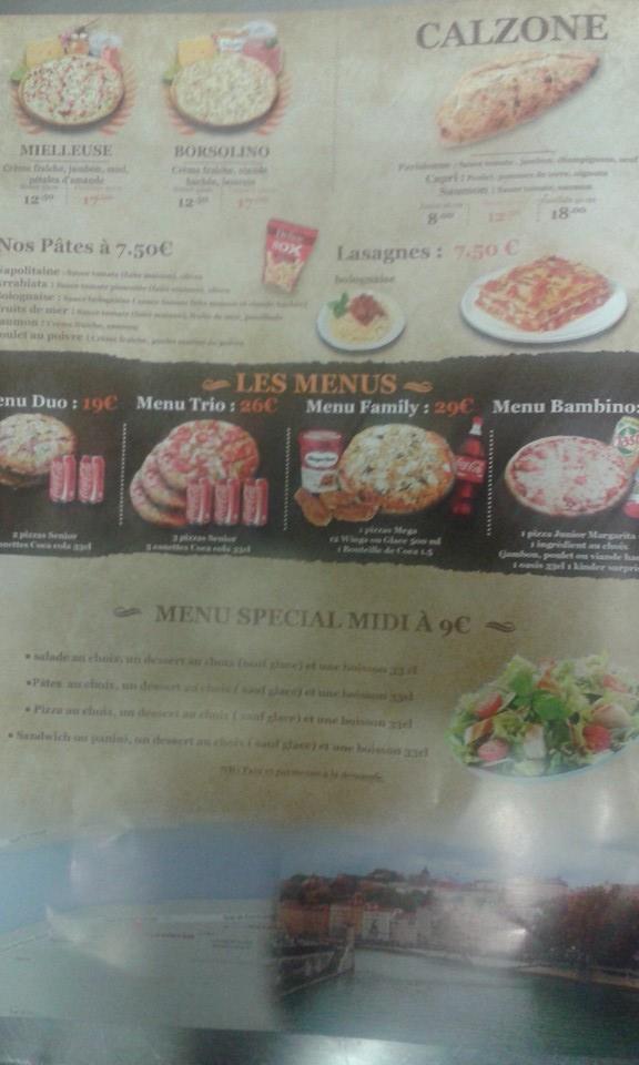 Carta del restaurante Délice Pizza, Lyon, 78 Quai del Pierre-Scize
