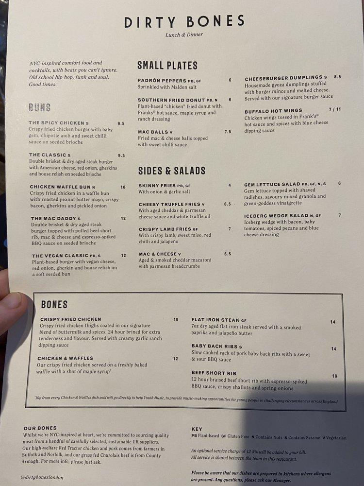 Menu at Dirty Bones Oxford restaurant, Oxford, 304 The Westgate
