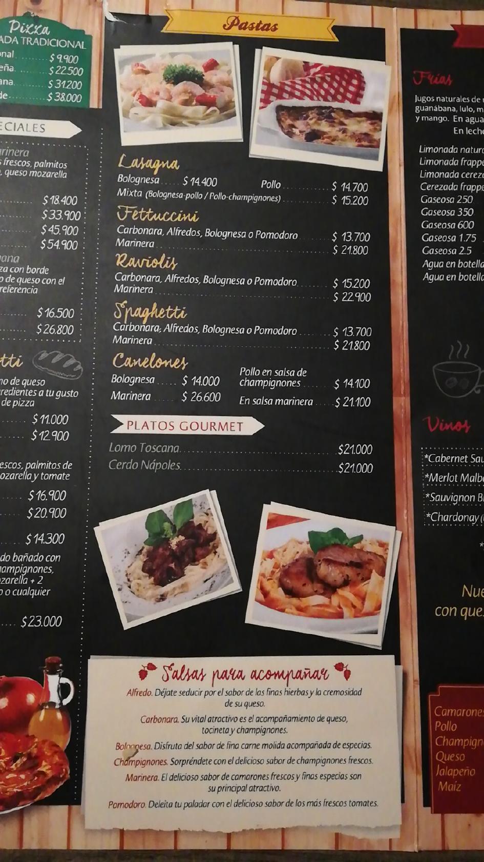 Carta del restaurante Fratellos, Sopó