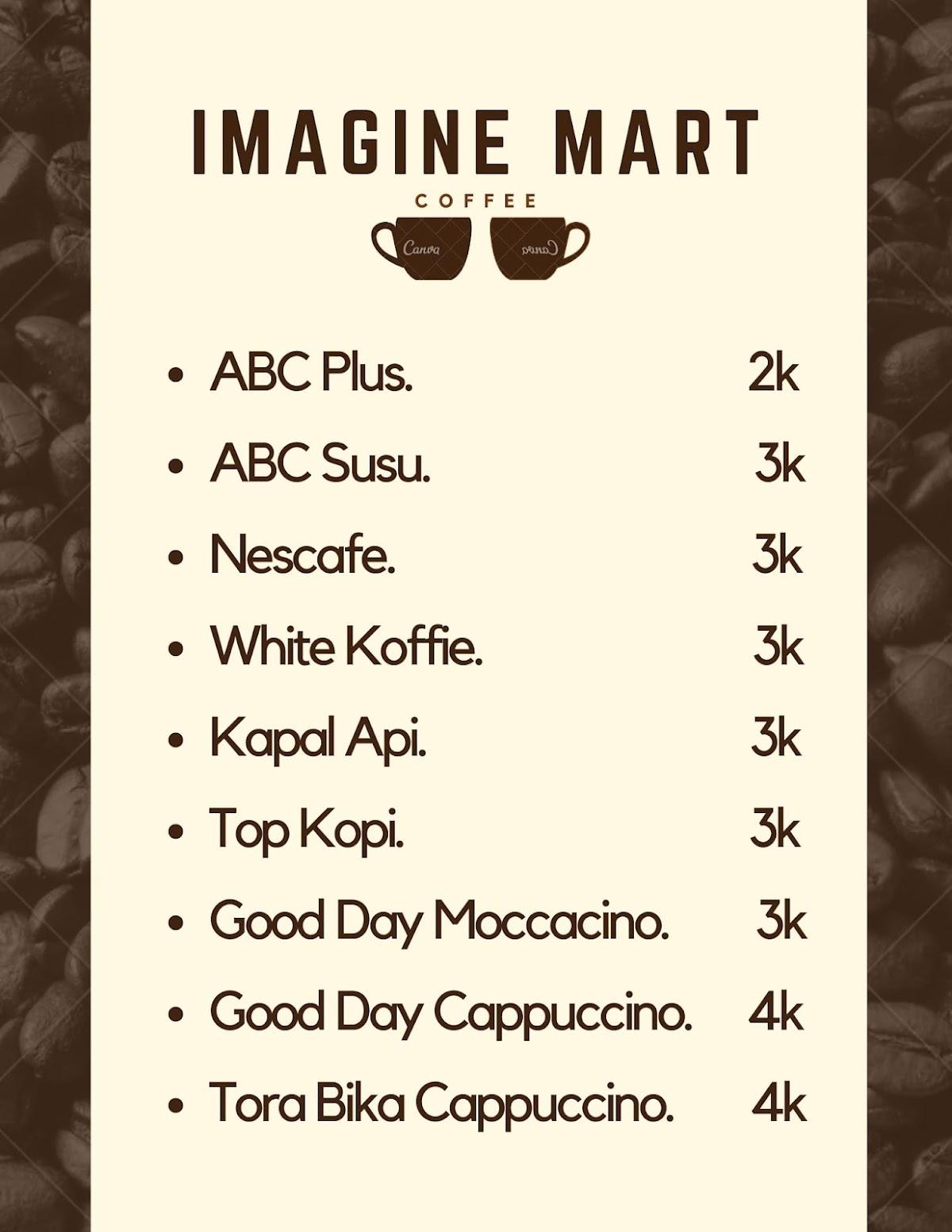 Menu at Imagine Mart, Batuan