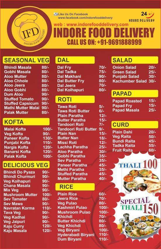 Menu at Indore Food Delivery, Indore, C-10