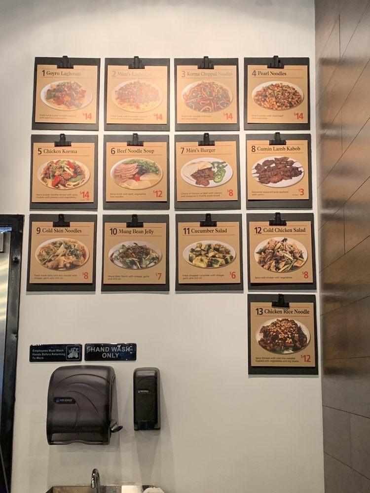 Menu at Mim's Food - Uyghur Cuisine restaurant, Fairfax