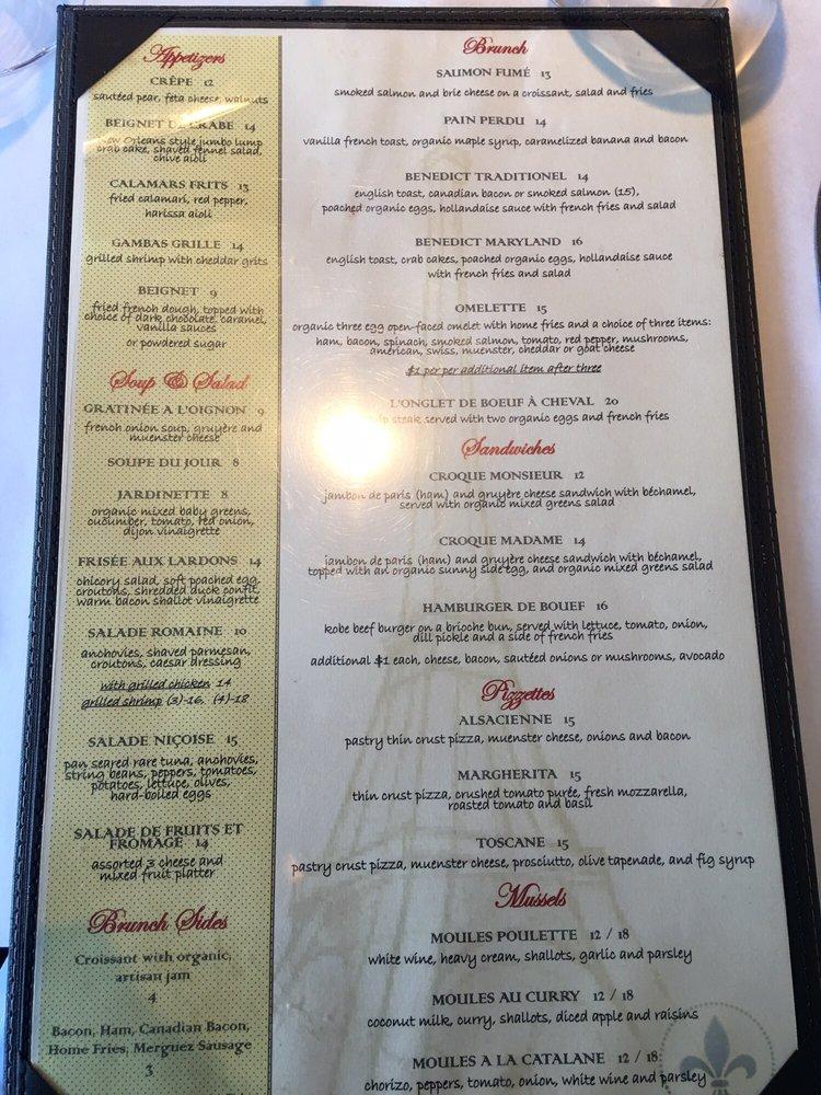 Menu at Sidewalk Bistro restaurant, Piermont