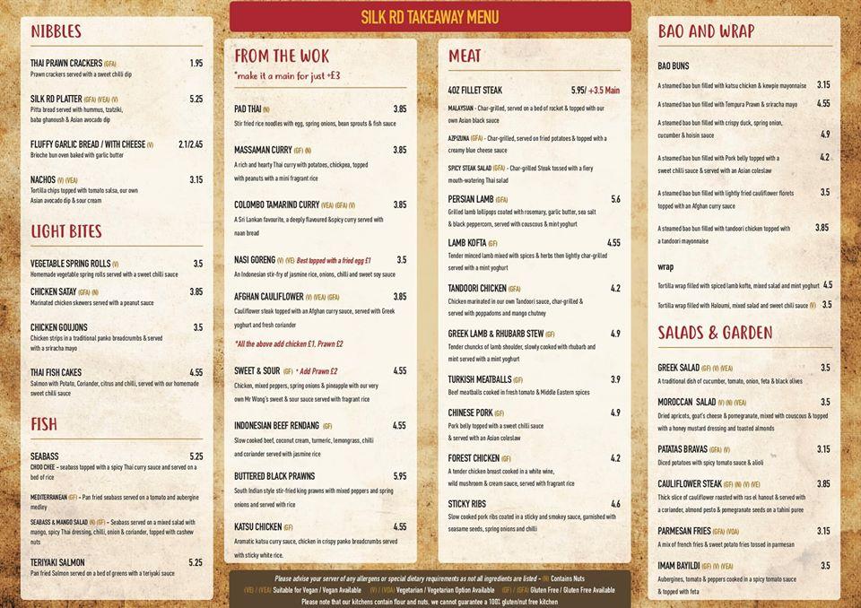 Menu at Silk Rd Restaurant Heswall, Heswall