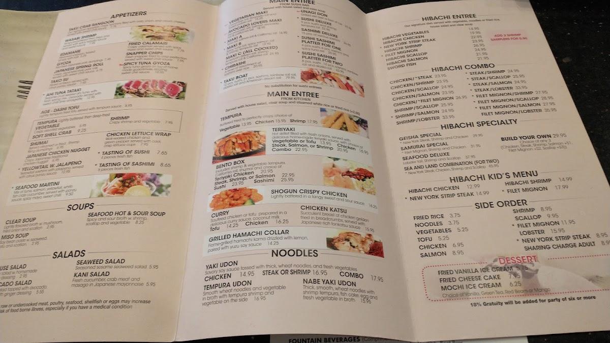 Menu at Taku Steak House restaurant, Columbus