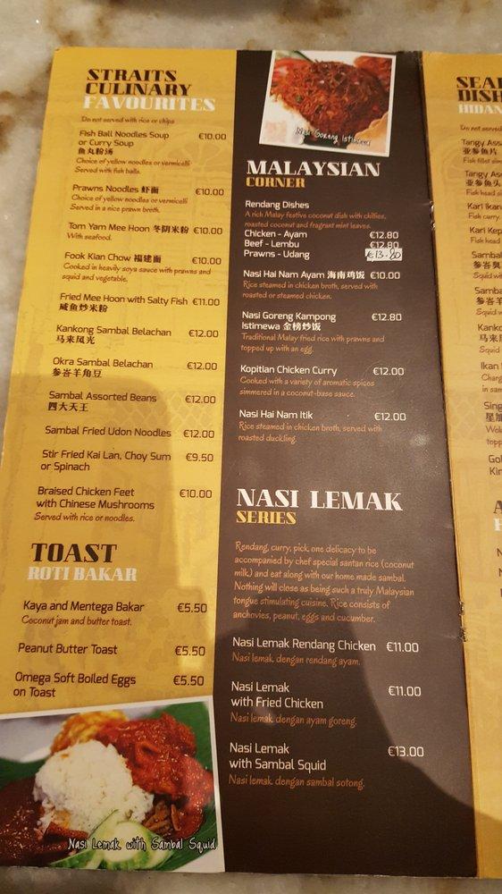 Menu at Kopitiam Dublin restaurant, Dublin