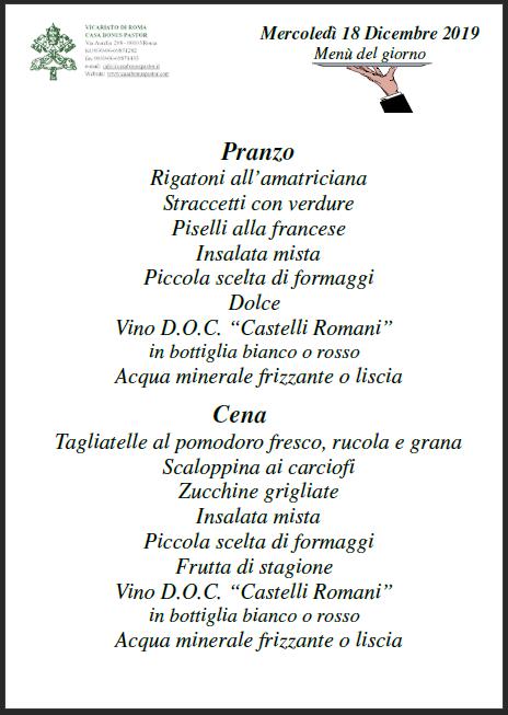 Menu da Casa Bonus Pastor, Roma