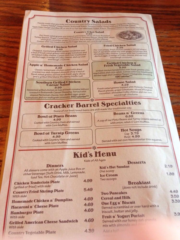 Menu at Cracker Barrel Old Country Store, Conroe