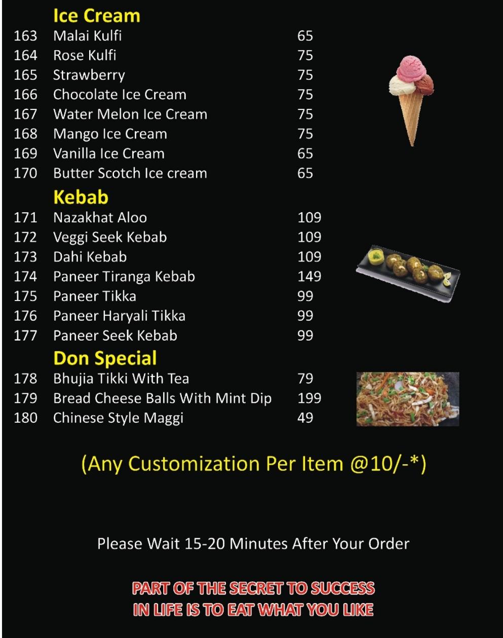 Menu at DON CAFE&RESTAURANT, Kareli