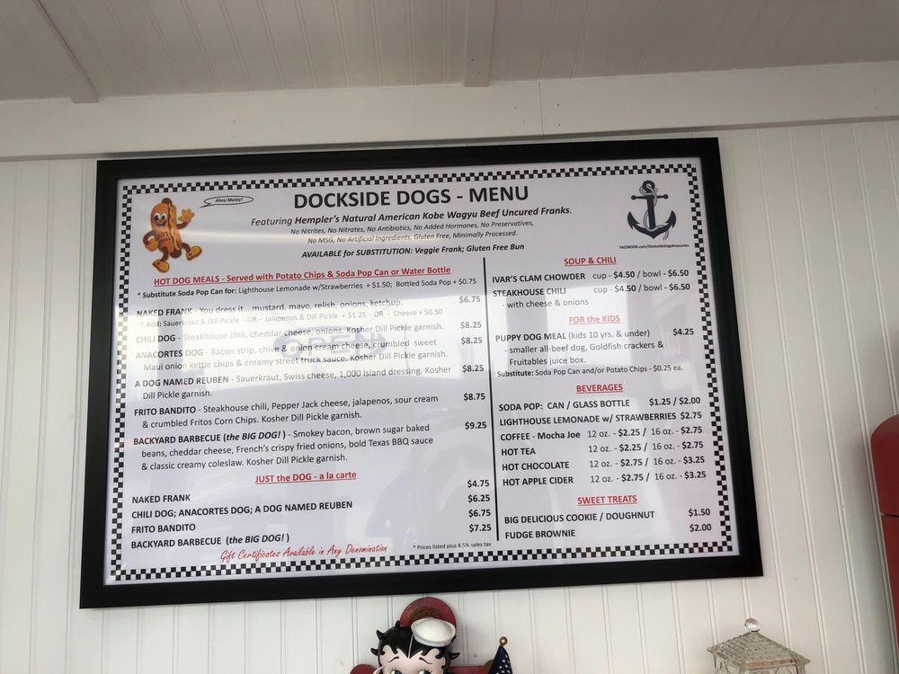Menu at Dockside Dogs restaurant, Anacortes