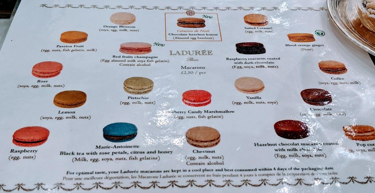 Menu at Ladurée cafe, London, 1 The Mkt
