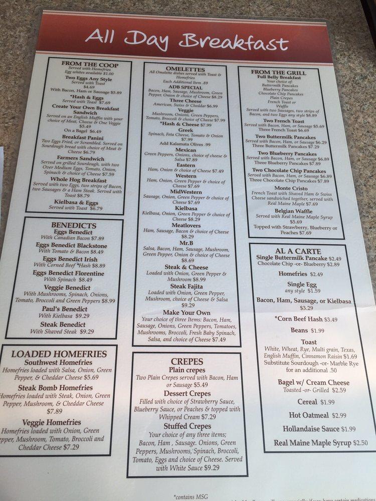 Menu at Mike's All Day Breakfast restaurant, Kennebunk, 55 Western Ave