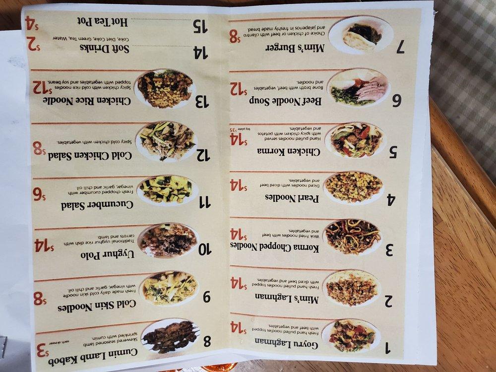 Menu at Mim's Food - Uyghur Cuisine restaurant, Fairfax