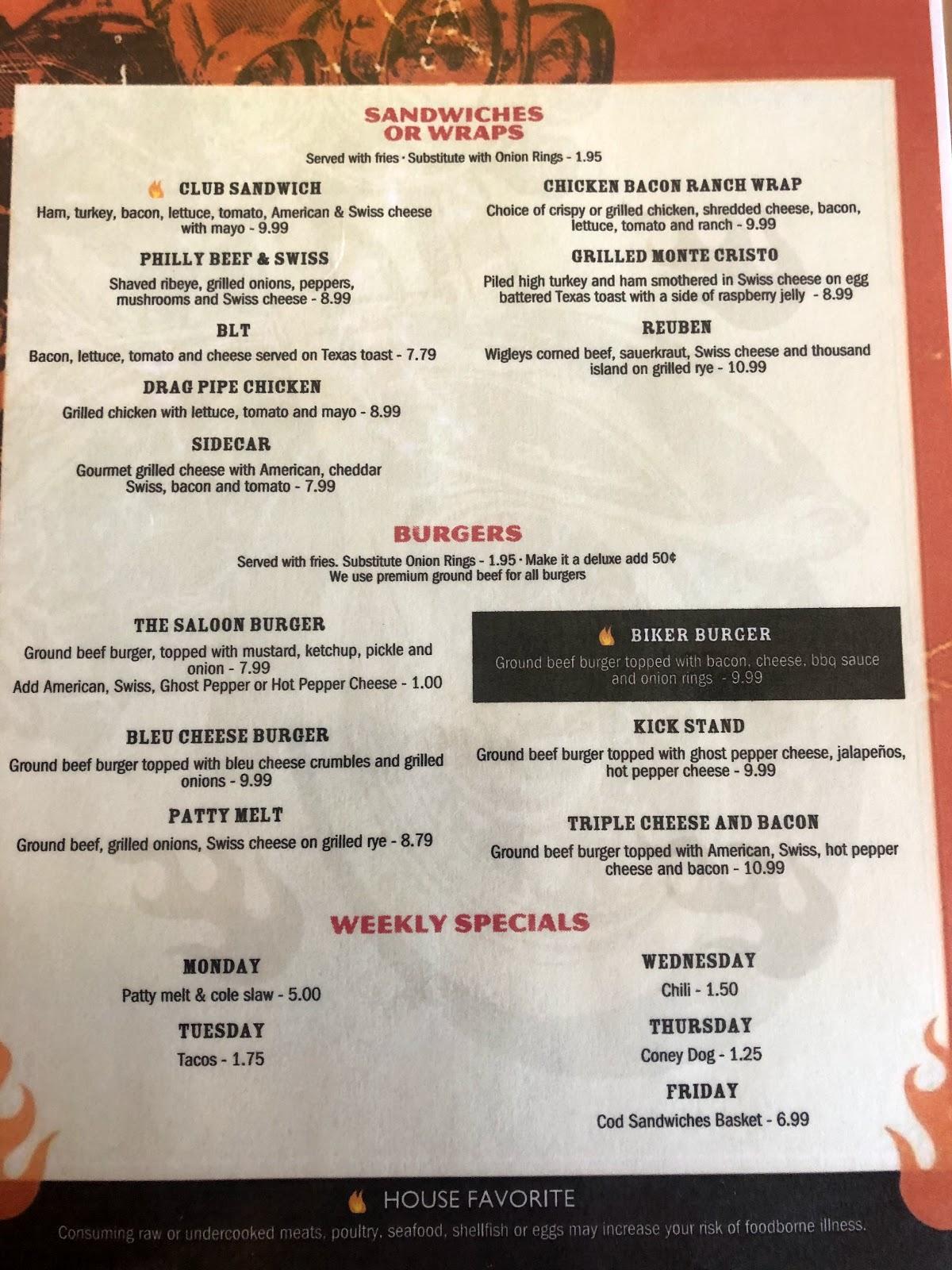 Menu at Mio Saloon pub & bar, Mio