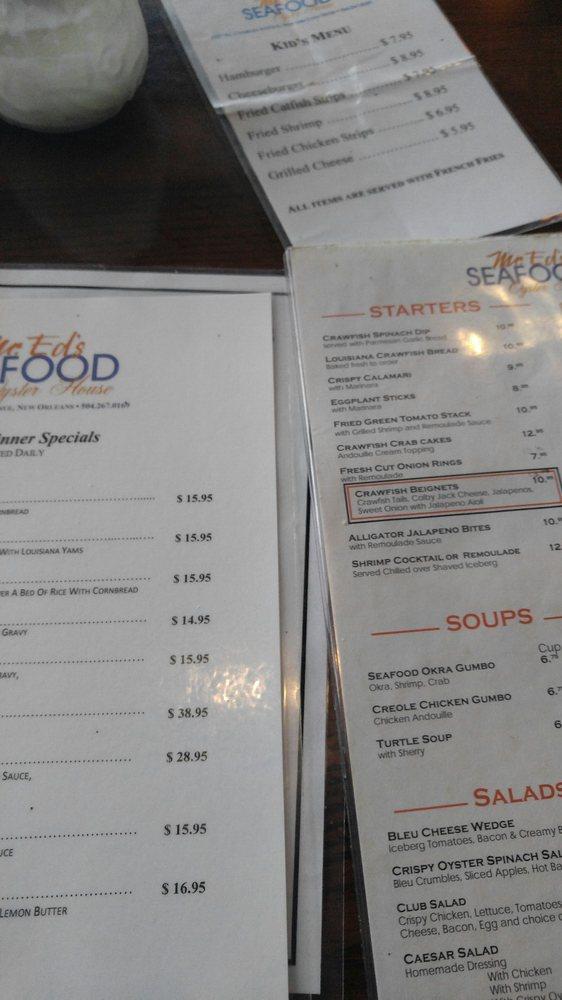 Menu at Mr. Ed's Seafood & Oyster House, St Charles pub & bar, New Orleans