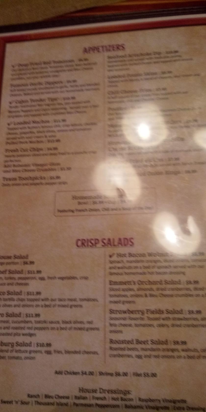 Menu at My Brothers Place pub & bar, USA