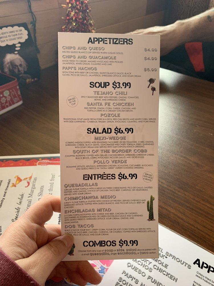 Menu at Papi Grande's Mexican Restaurant and Cantina, Amherst