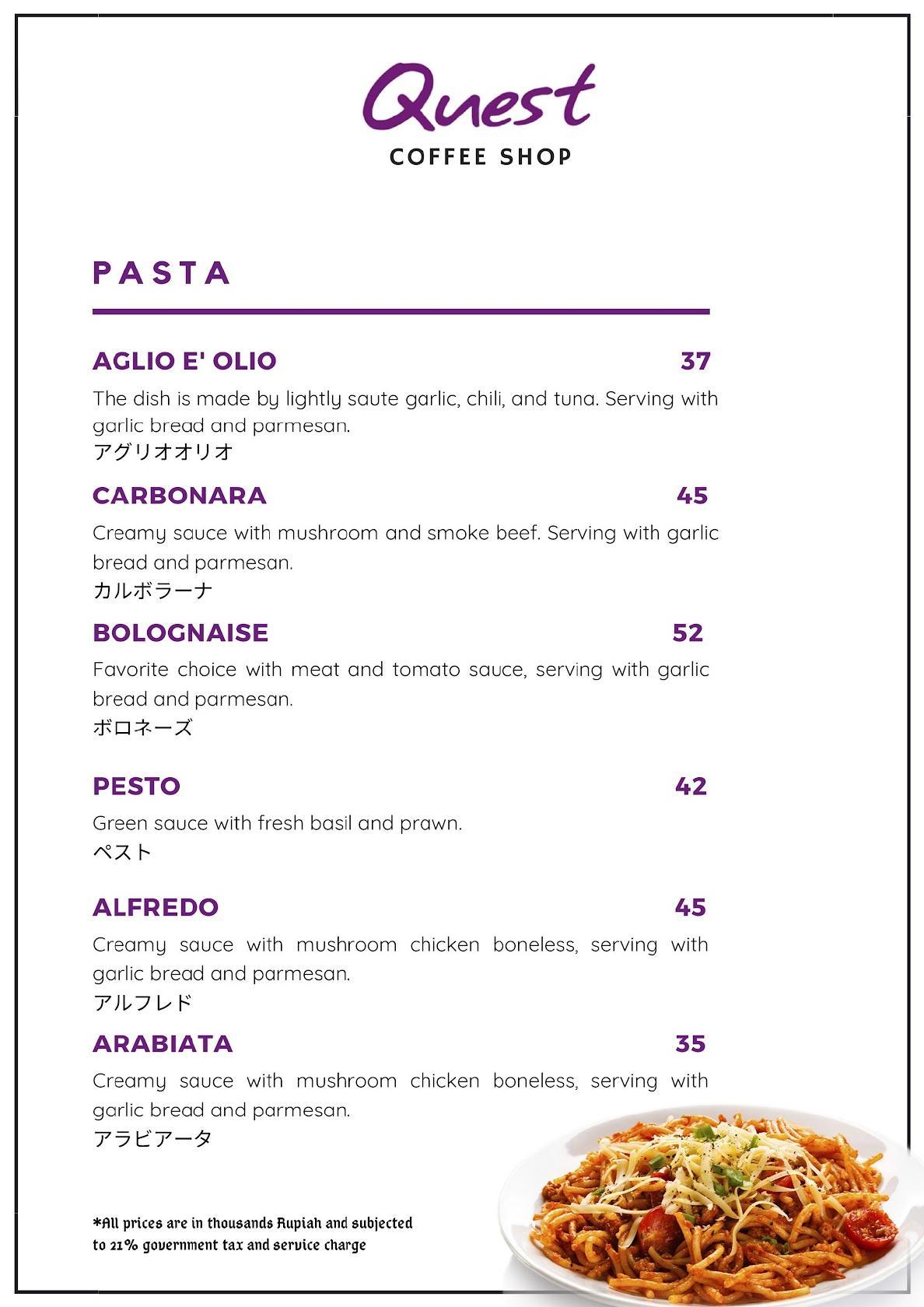 Menu at Quest Hotel Cikarang restaurant, Bekasi Regency