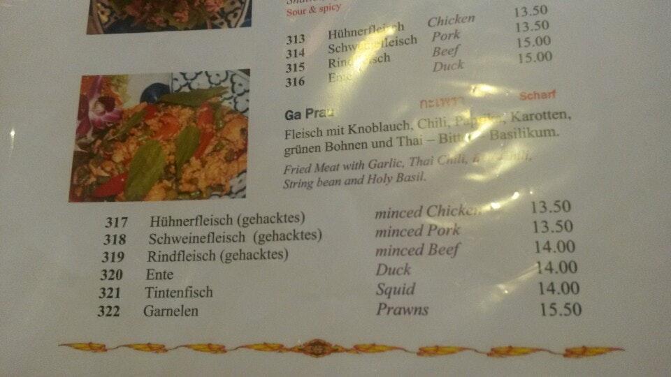 Menu at Sabai Sabai restaurant, Oberursel