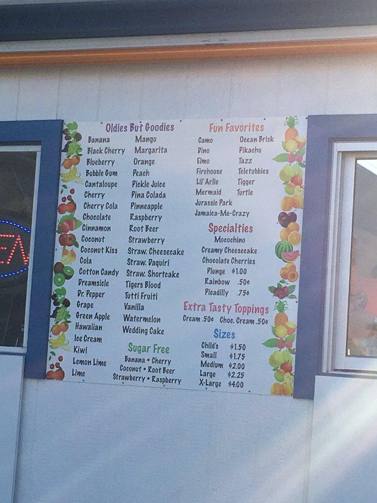 Menu at Snowflake Factory cafe, Arlington