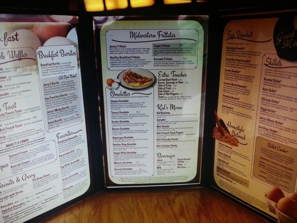 Menu at Jerry's Cafe, Beloit, 935 4th St