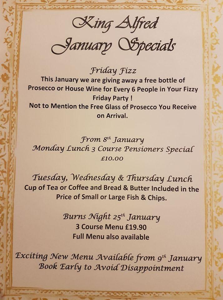 Menu at King Alfred pub & bar, Barrow-in-Furness