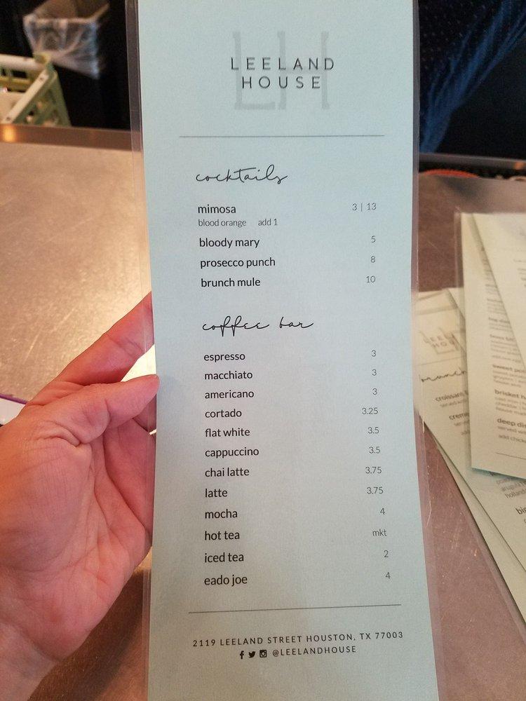 Menu at Leeland House pub & bar, Houston