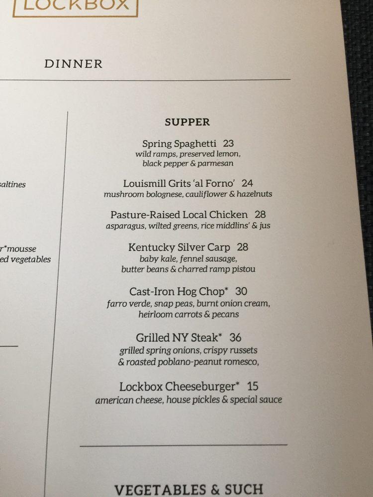 Menu at Lockbox pub & bar, Lexington