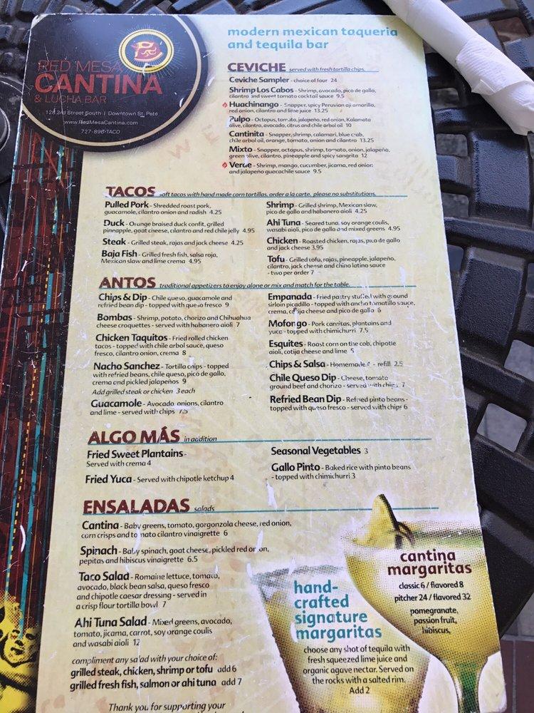 Menu at Red Mesa Cantina pub & bar, Saint Petersburg