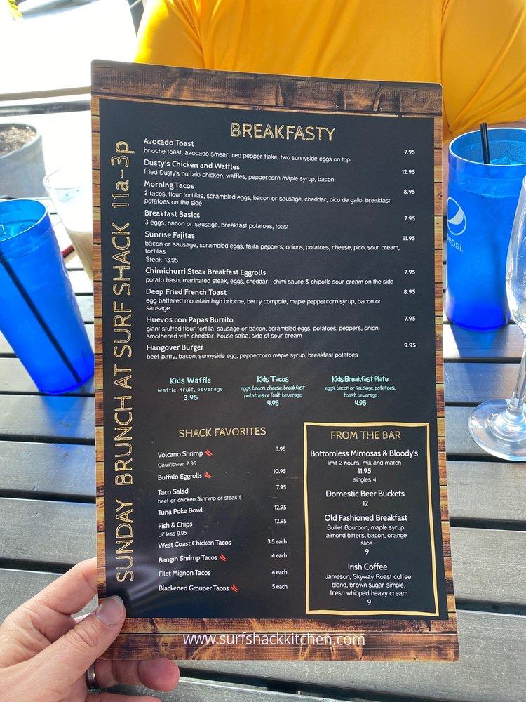 Carta del pub y bar Surf Shack Coastal Kitchen, Tampa