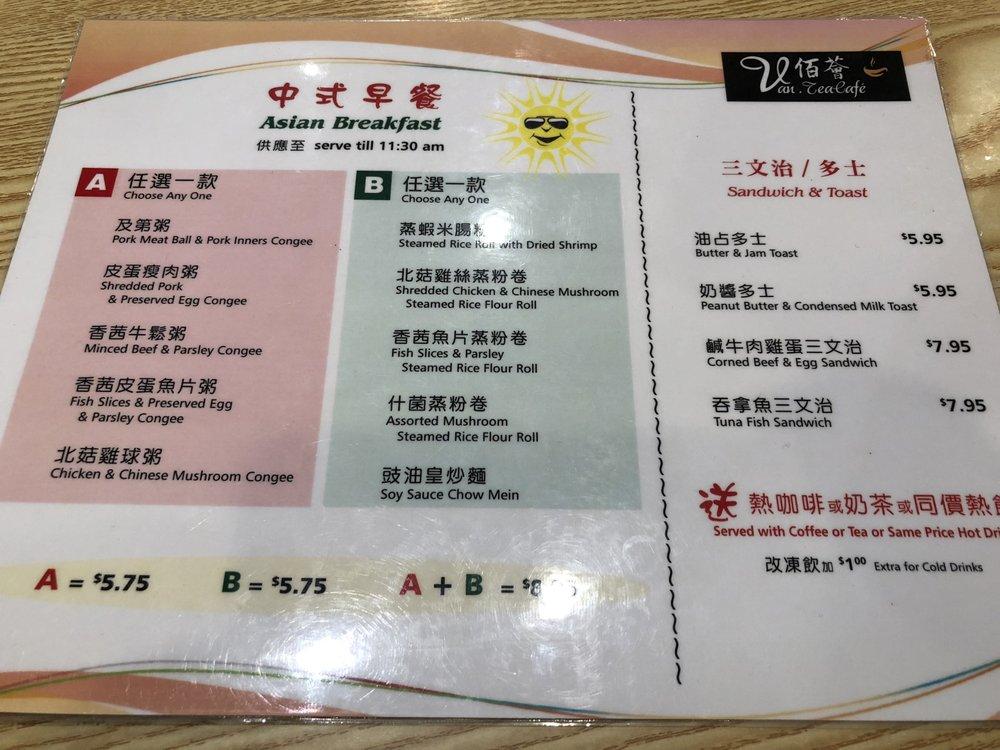 Carta de Van. Tea Cafe, Vancouver