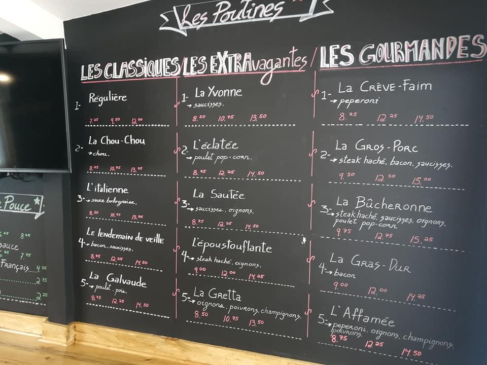 Menu at Chez Pat la Patate restaurant, Asbestos