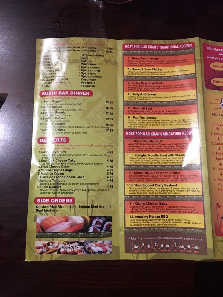 Menu at Kublai Khan restaurant, Southaven, Airways Blvd