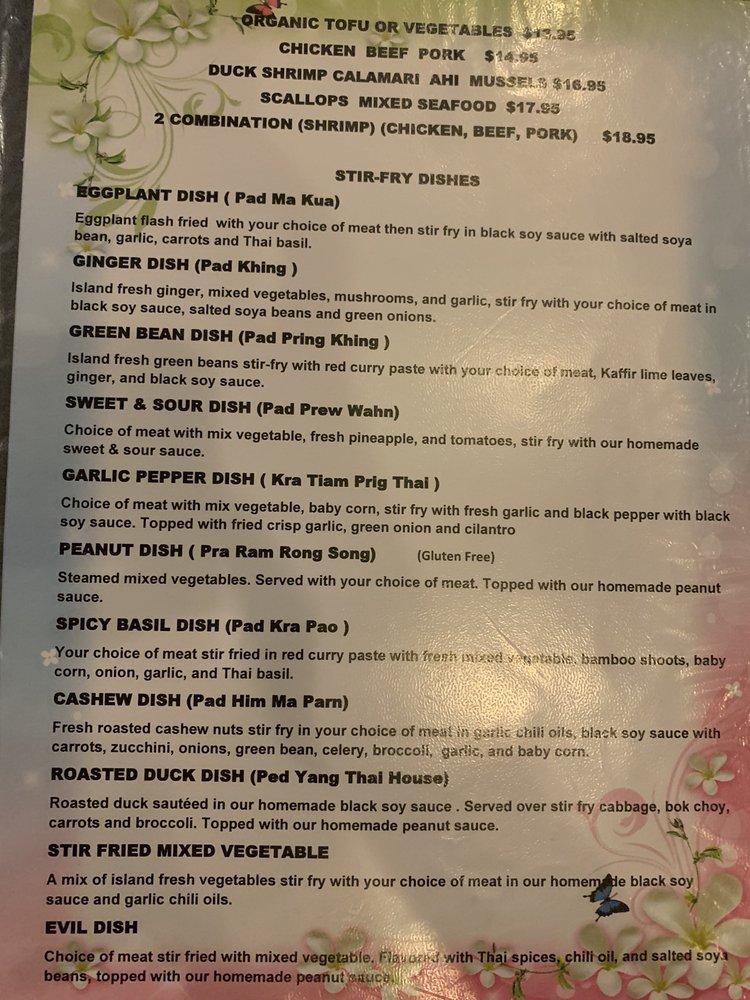 Menu at New Chiang Mai Thai Cuisine restaurant, Hilo