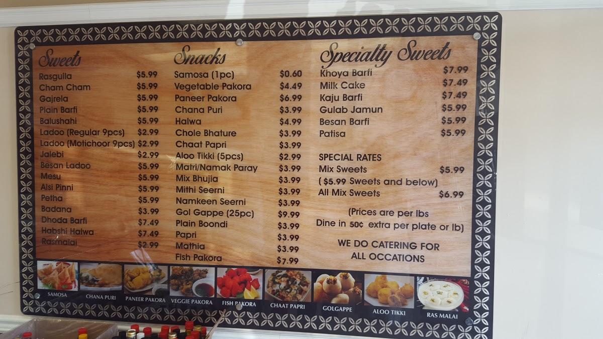 Menu at Pak Punjab Sweets & Samosa House restaurant, Surrey