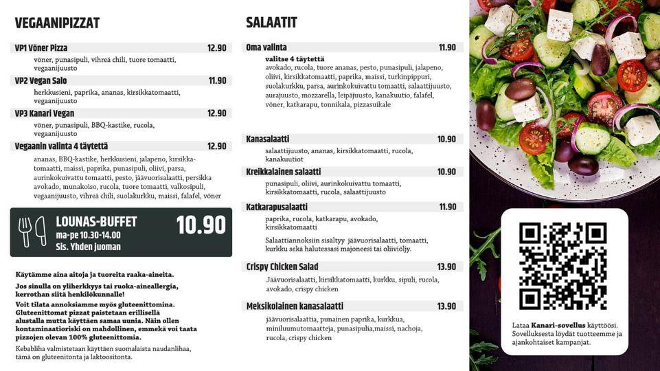Menu at Ravintola Kanari restaurant, Salo