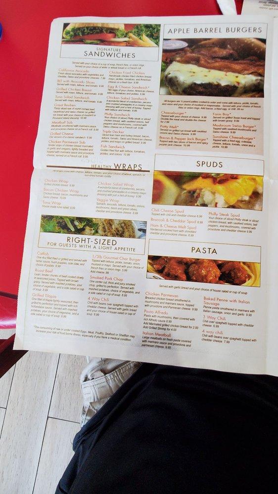 Menu at Apple Barrel Cafe, Owasso