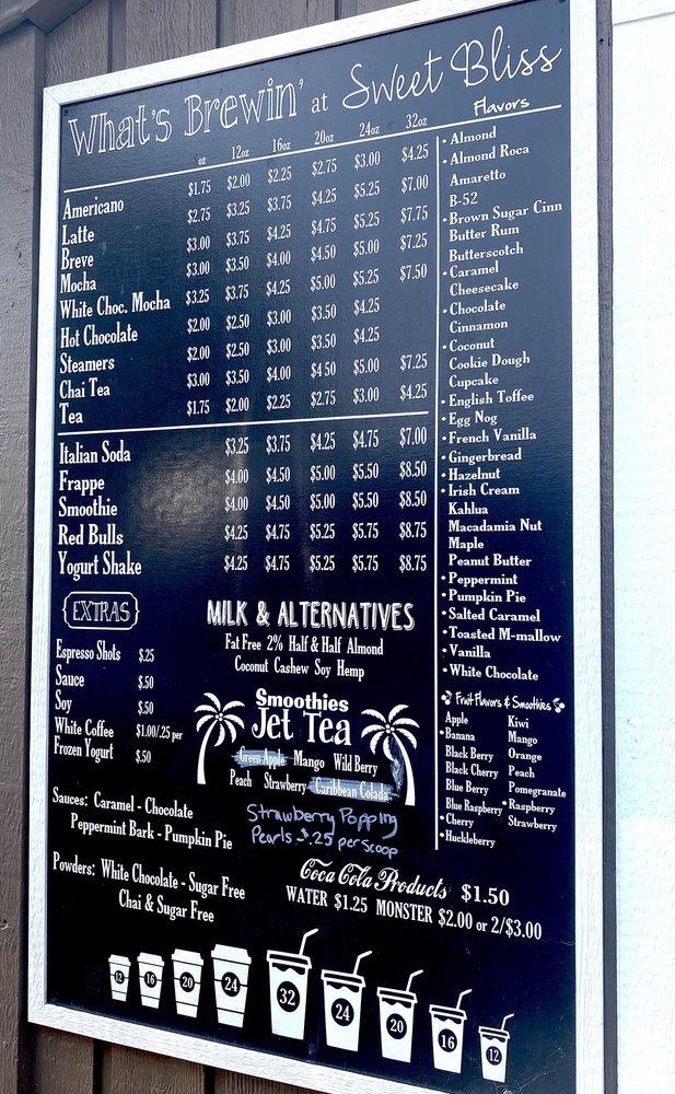 Menu at Sweet Bliss cafe, Polson, US-93
