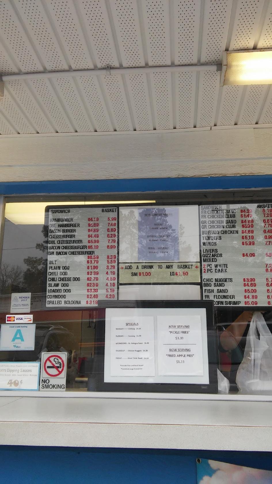 Carta del pub y bar Twirl, Eutawville