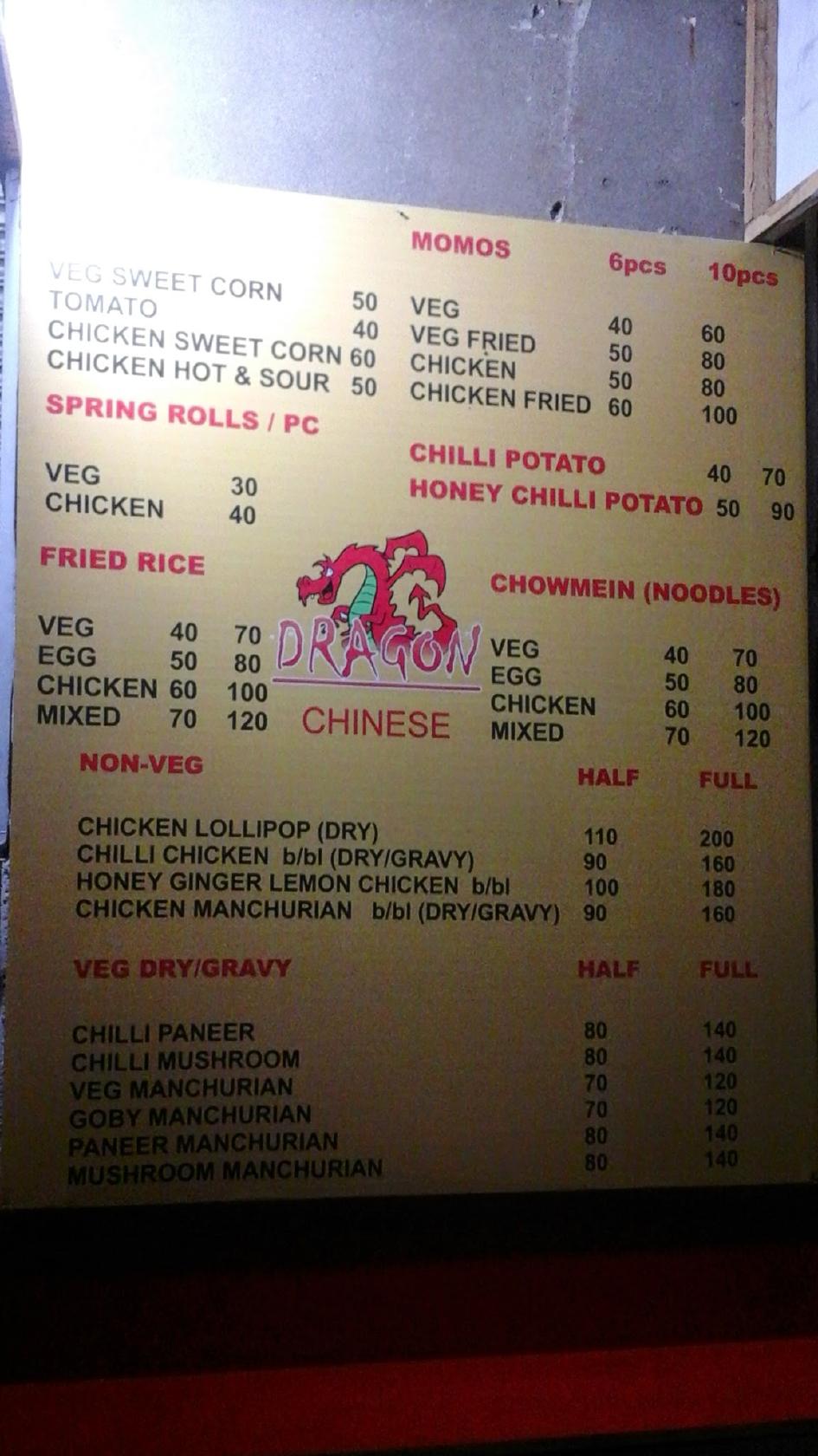 Menu at Dragon, Greater Noida, Shop No 1 & 2