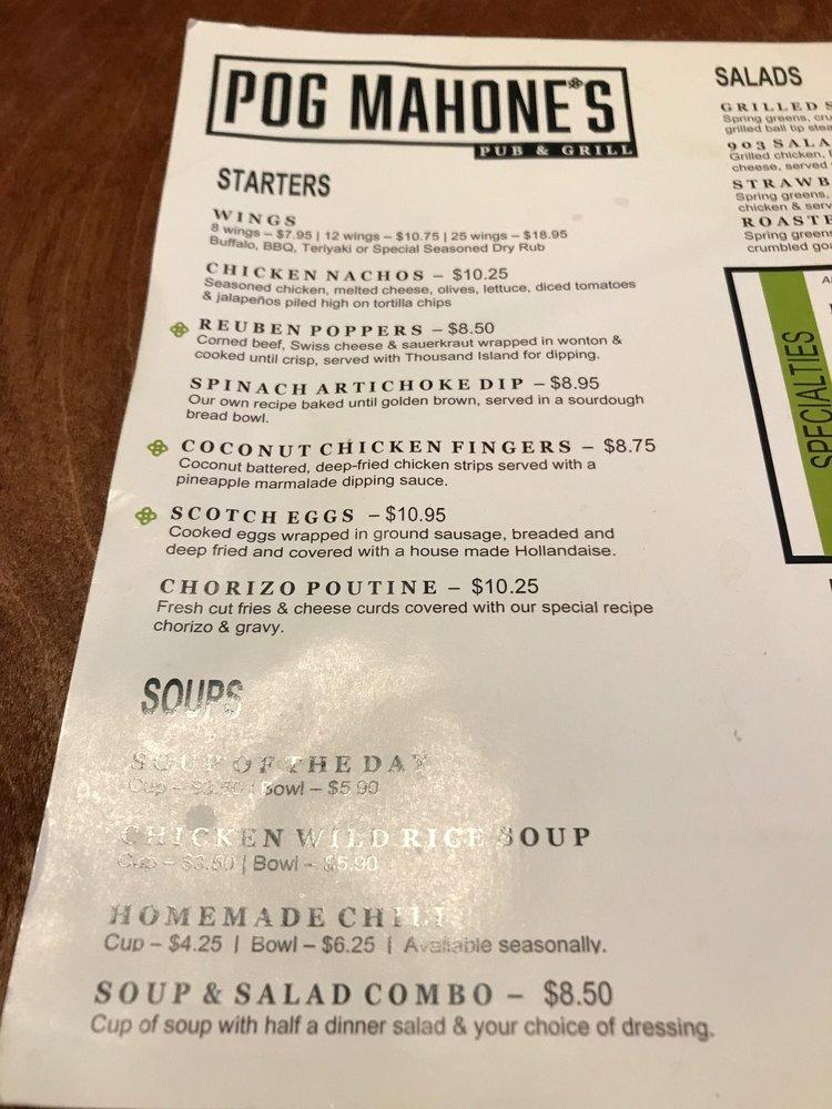 Menu at Pog Mahone's Pub & Grill, Minneapolis, 903 S Washington Ave