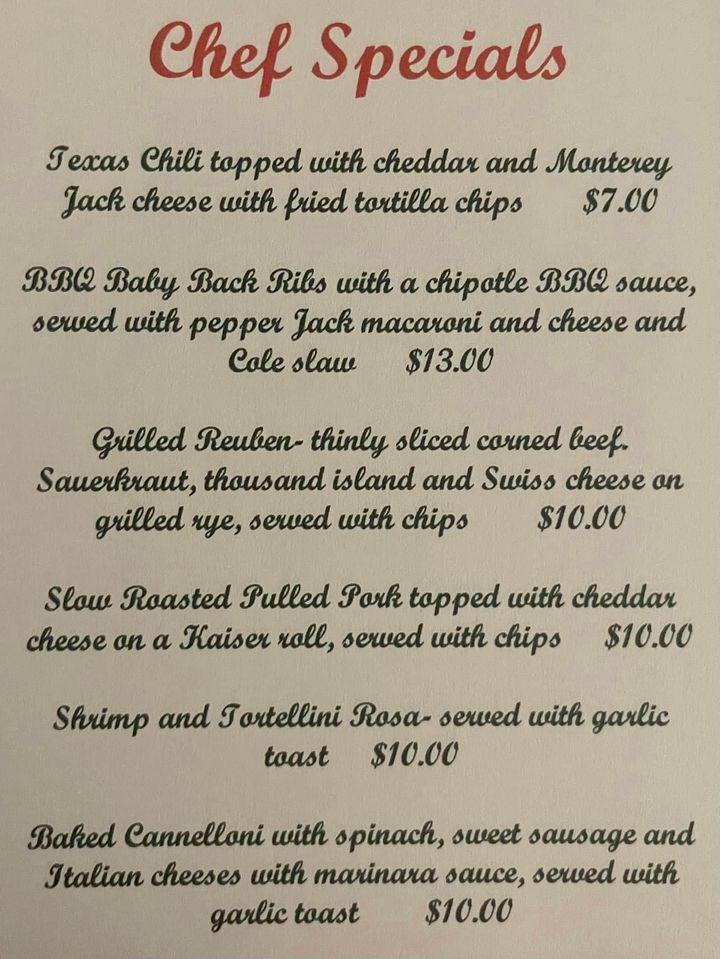 Menu at Sundance Saloon pub & bar, Aston