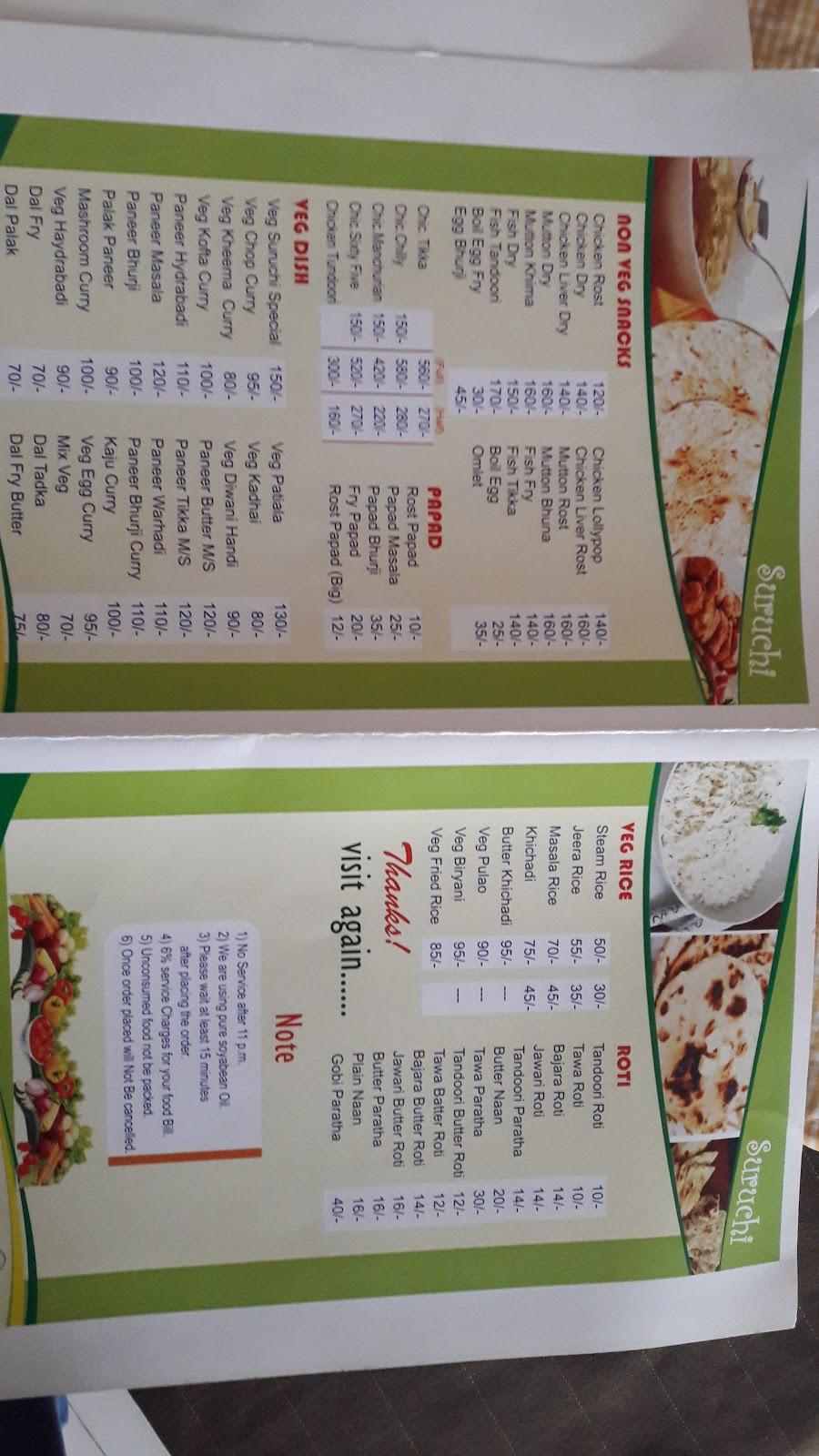 Menu at Suruchi Garden Bar & Restaurant, Amravati