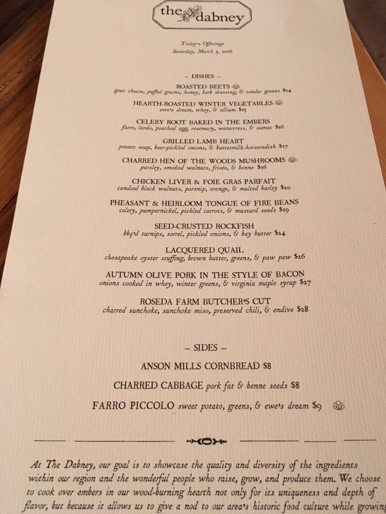 Menu at The Dabney pub & bar, Washington