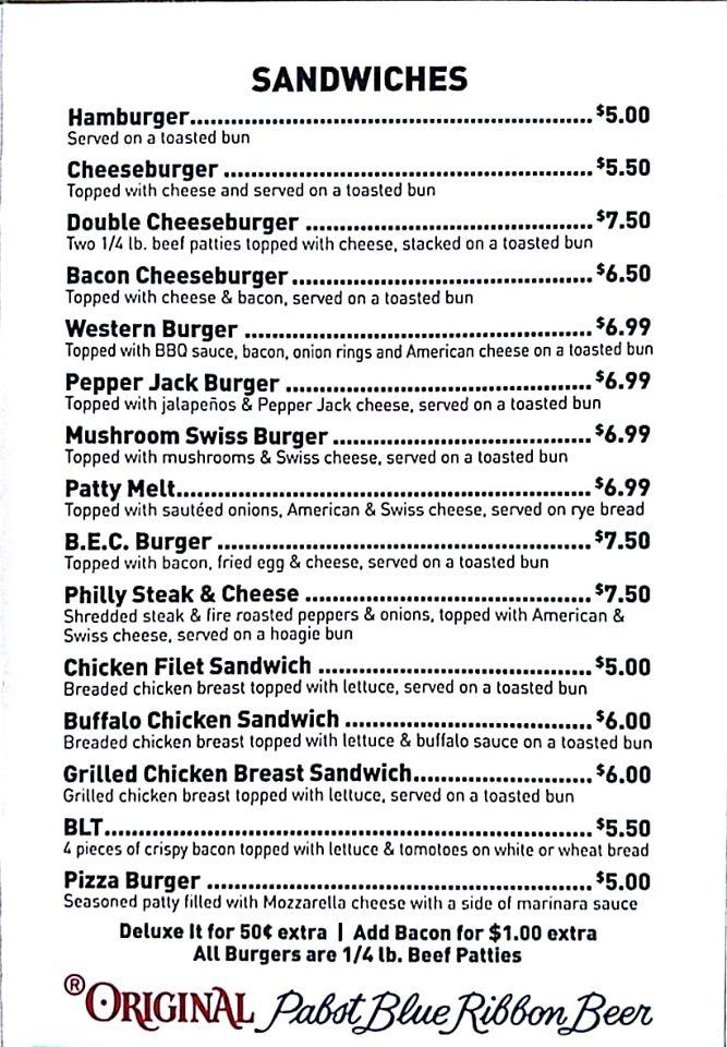 Menu at Hurley Bar, Hurley