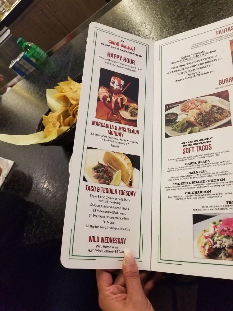 Menu at Que Pasa Mexican Cafe, Fresno, E Campus Pointe Dr