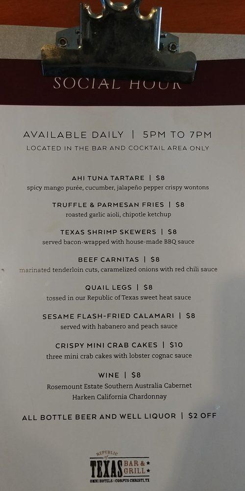 Menu at Republic of Texas Bar & Grill, Corpus Christi