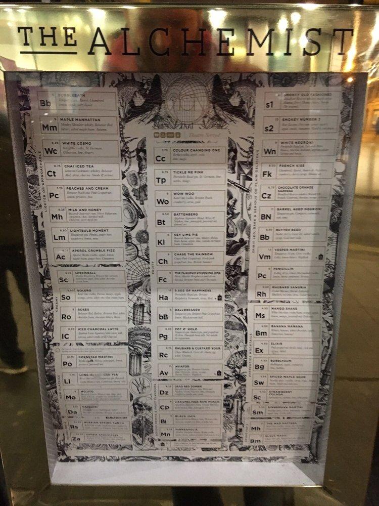 Menu at The Alchemist New York Street pub & bar, Manchester, 1 New York St